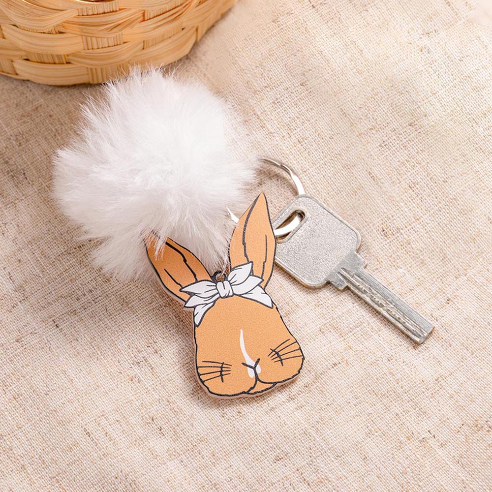Personalised Multicolour Cute Rabbit Face Birthmark Photo Keychain with ...