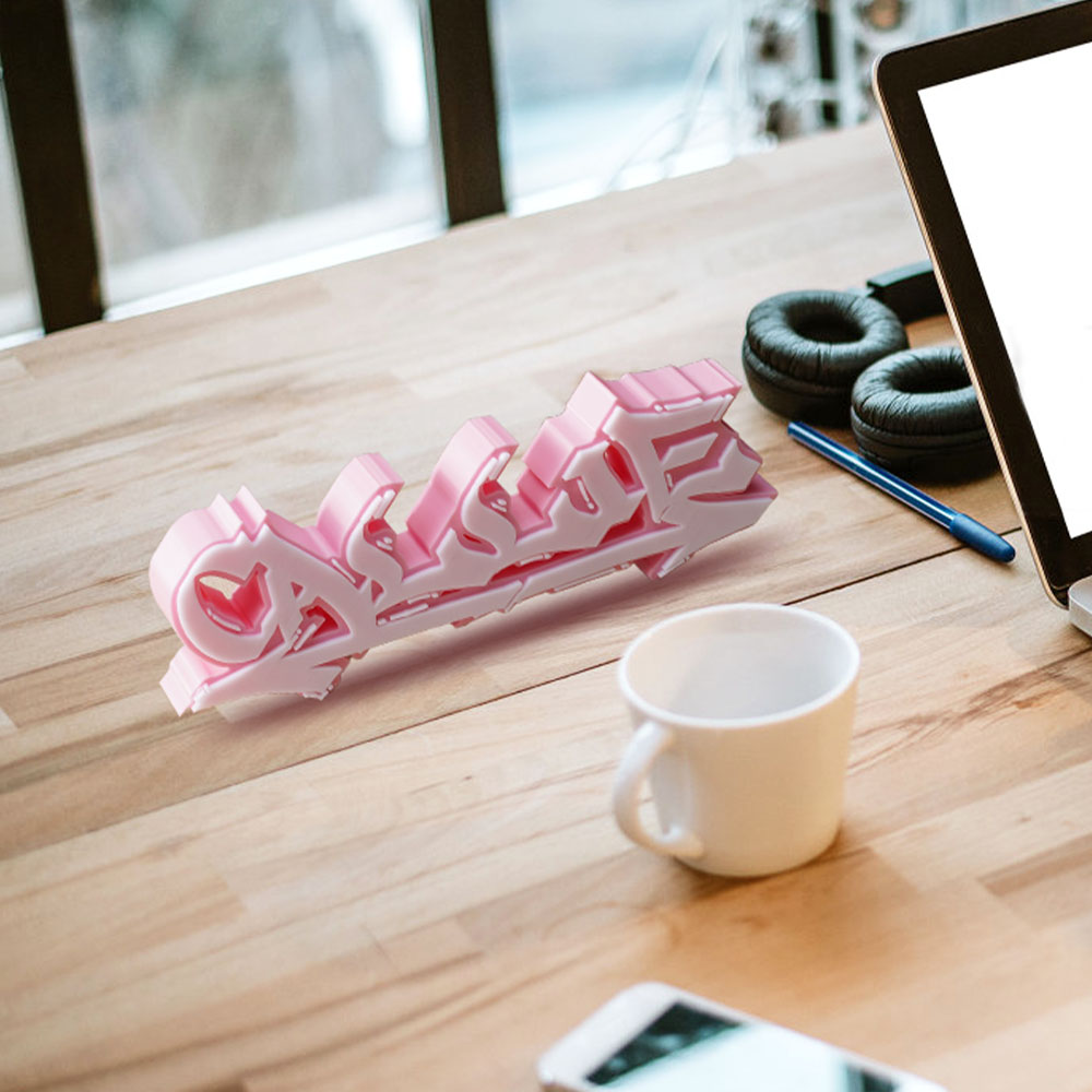 Personalized Multicolor 3D Printed Graffiti Name Plate Office Desk ...