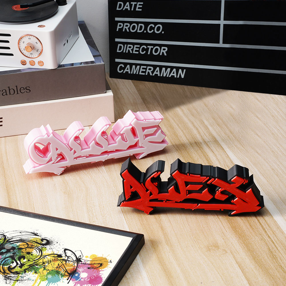 Personalised Multicolour 3D Printed Graffiti Name Plate Office Desk ...