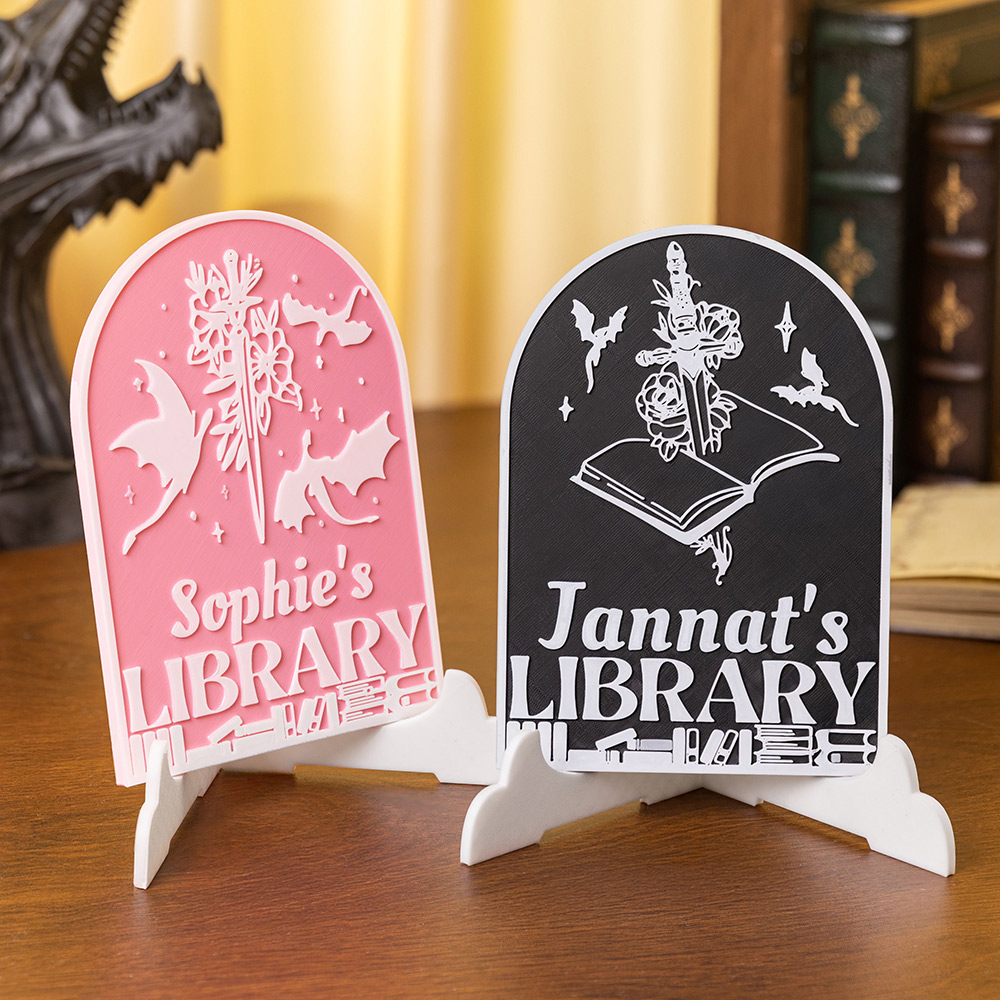 Personalised 3D Printing Fantasy Book Dragon Sword Floral Library ...