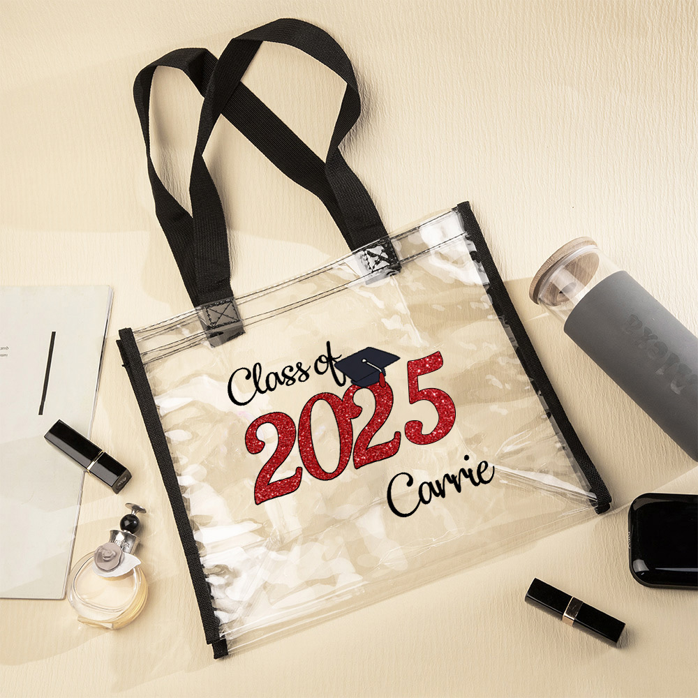 Personalized Class of 2025 Waterproof Clear Tote Bag with Year and Name ...