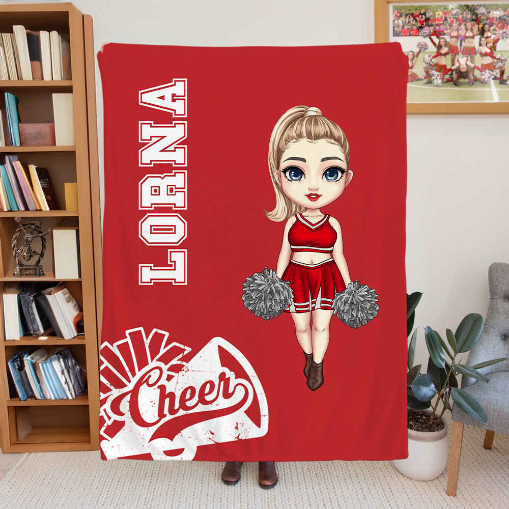 Personalized Multicolor Cartoon Cheerleading Girl Soft Throw Blanket ...