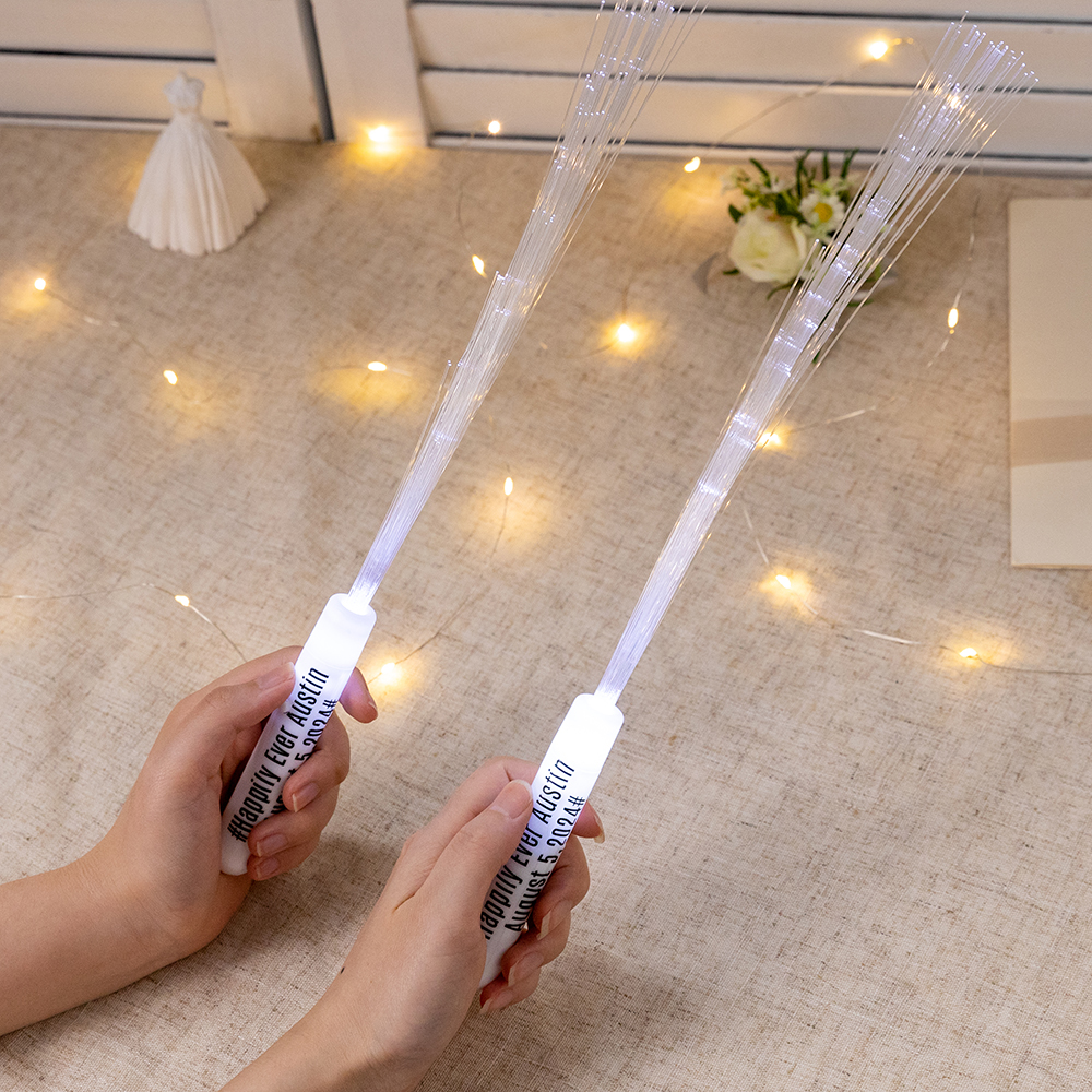 Personalised Portable White Glow Fiber Wands Sticks with Text ...