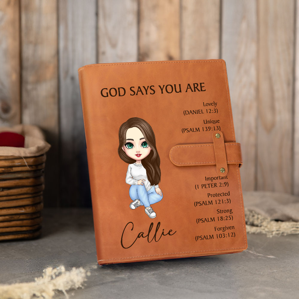 Personalized God Says You Are Cartoon Character A5 Leather Notebook ...