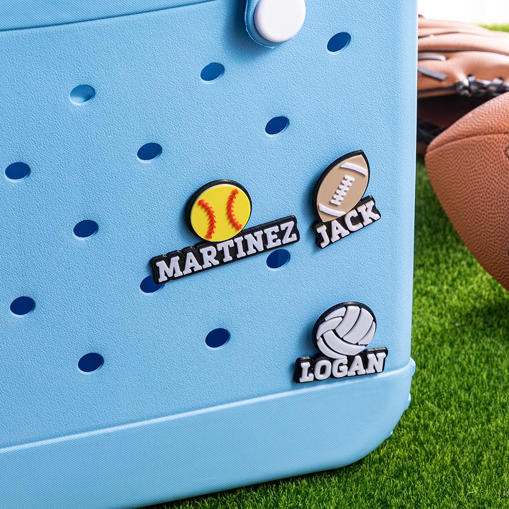 Personalized 3D Sports Softball Soccer Ball Bag Charm with Name ...