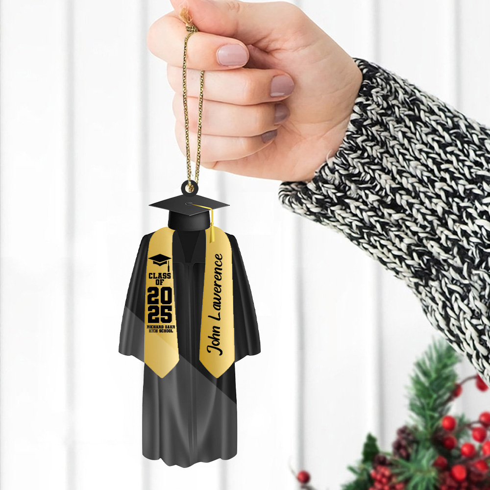 Personalized Graduation Gown with Ribbon Design Acrylic Christmas ...