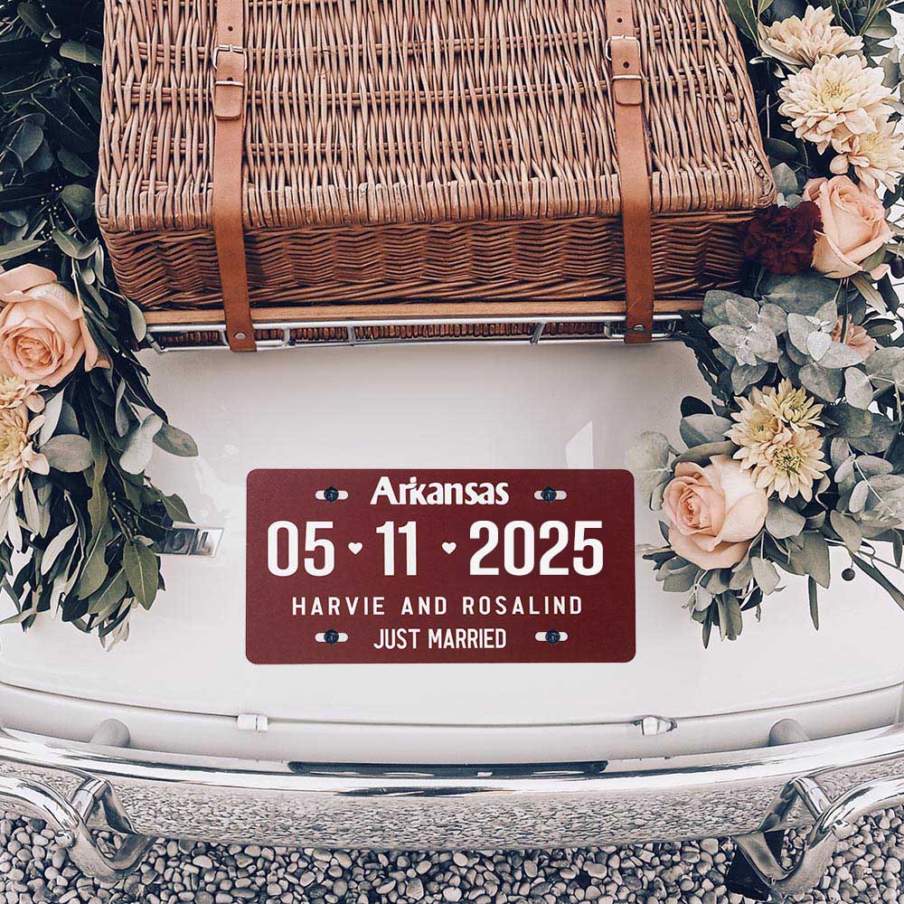Personalized Romantic Just Married Wedding Car License Plate with Name ...