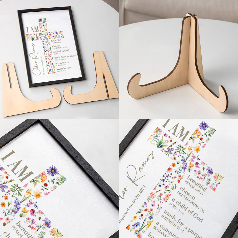 Personalized Floral Cross Bless Bible Verse Wooden Plaque Frame with ...