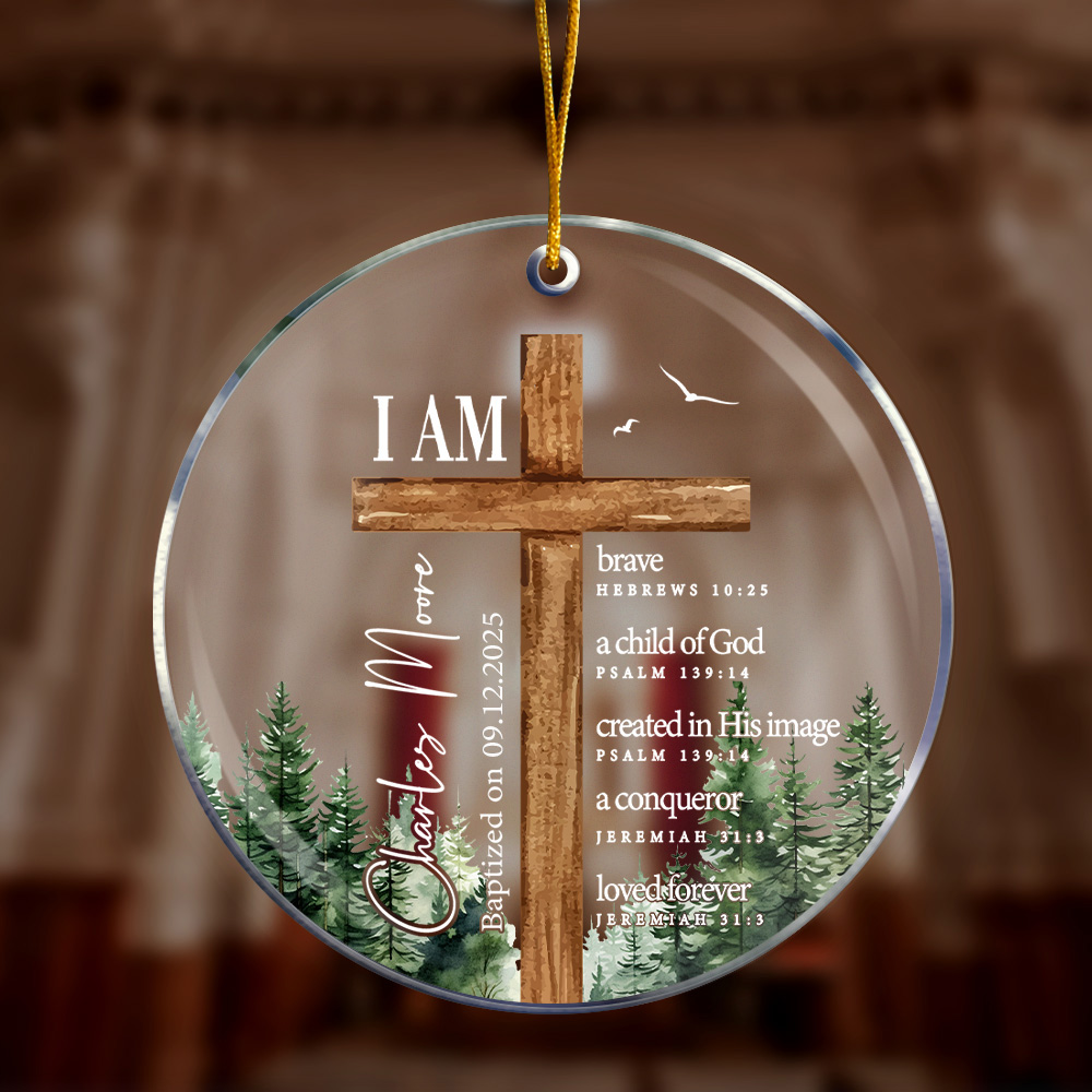 Personalized Forest Cross Bless Bible Verse Acrylic Hanging Ornament ...