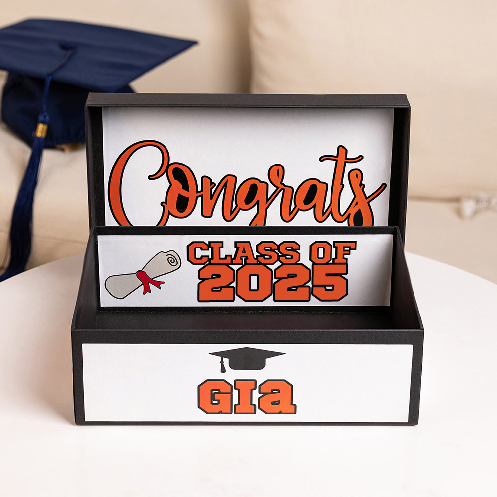 Personalized Graduation Cap Keepsake Gift Box with Name and Year Memory ...