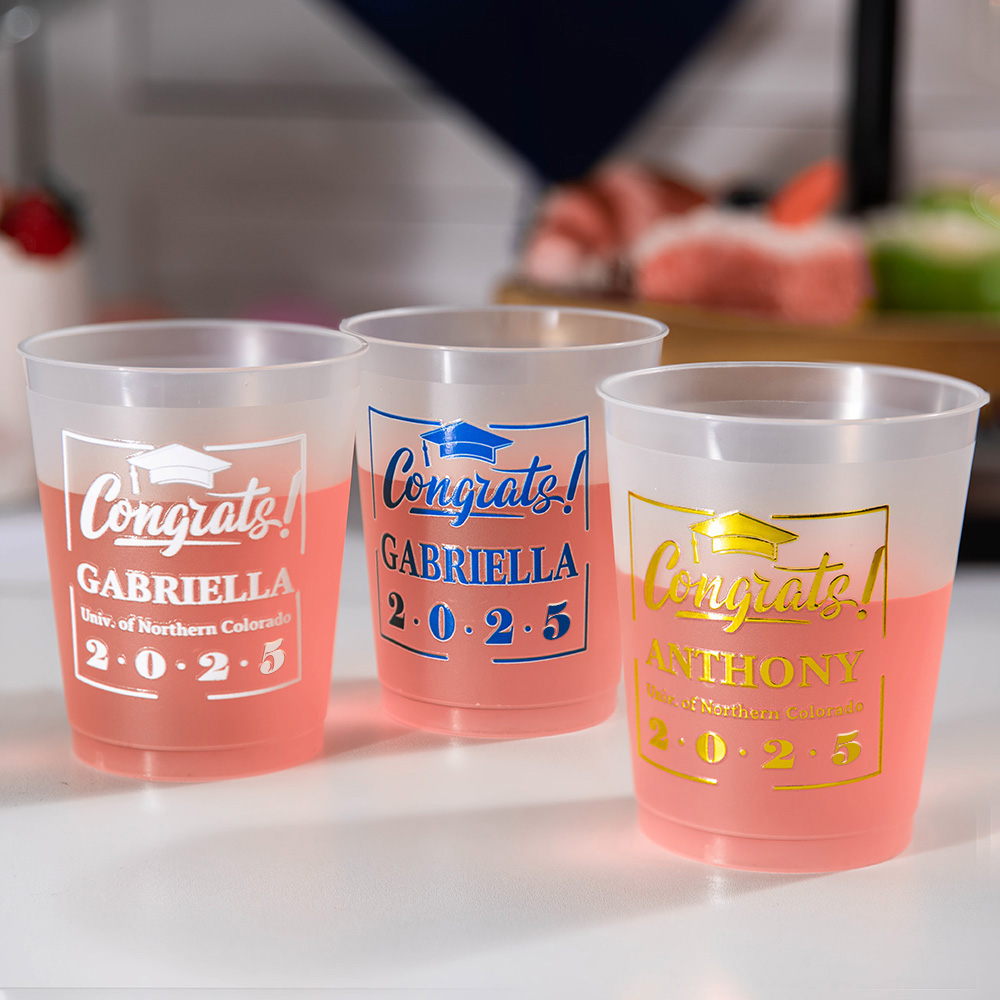 Personalized Congrats 12 oz Frosted Graduation Cups with Name and Text ...