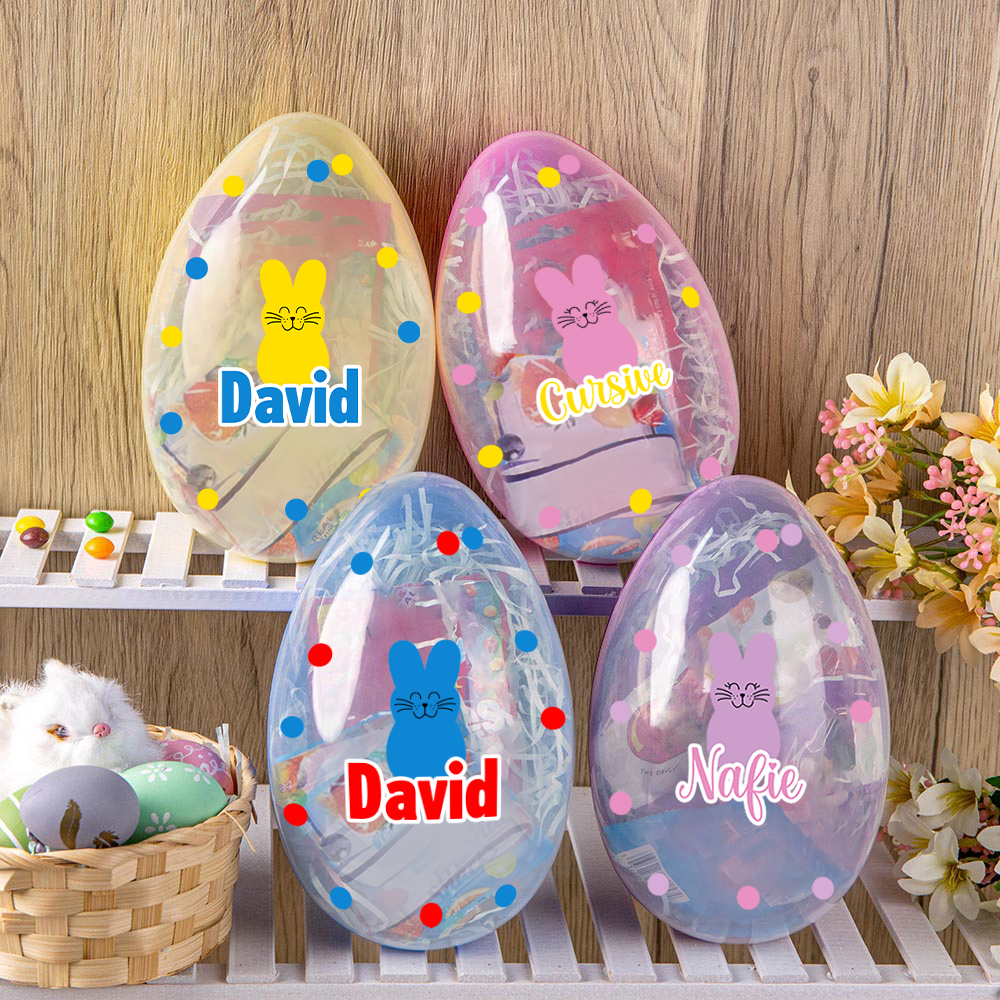 Personalised Cute Bunny Dot Design Fillable Jumbo Easter Egg with Name ...