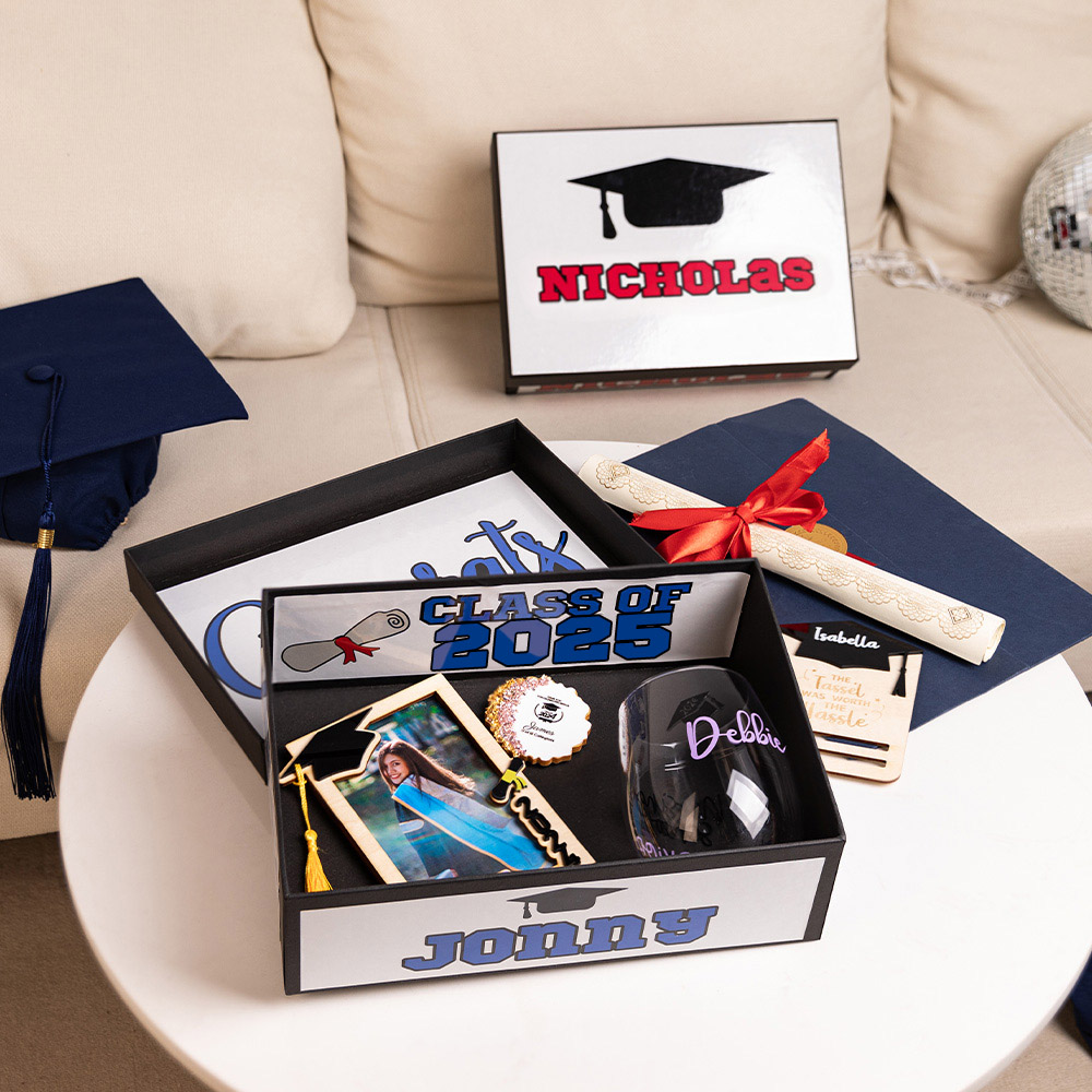 Personalized Graduation Cap Keepsake Gift Box with Name and Year Memory ...