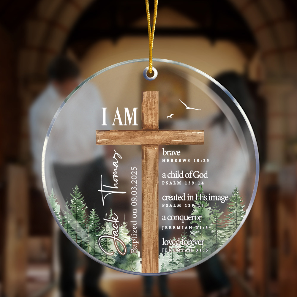 Personalized Forest Cross Bless Bible Verse Acrylic Hanging Ornament ...