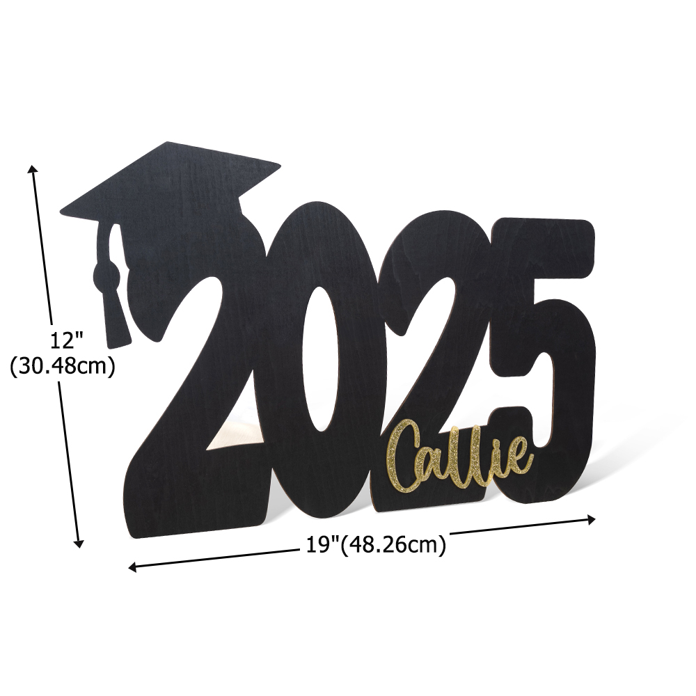 Personalized Wooden Glitter Graduation Cap Guestbook Sign with Name and ...