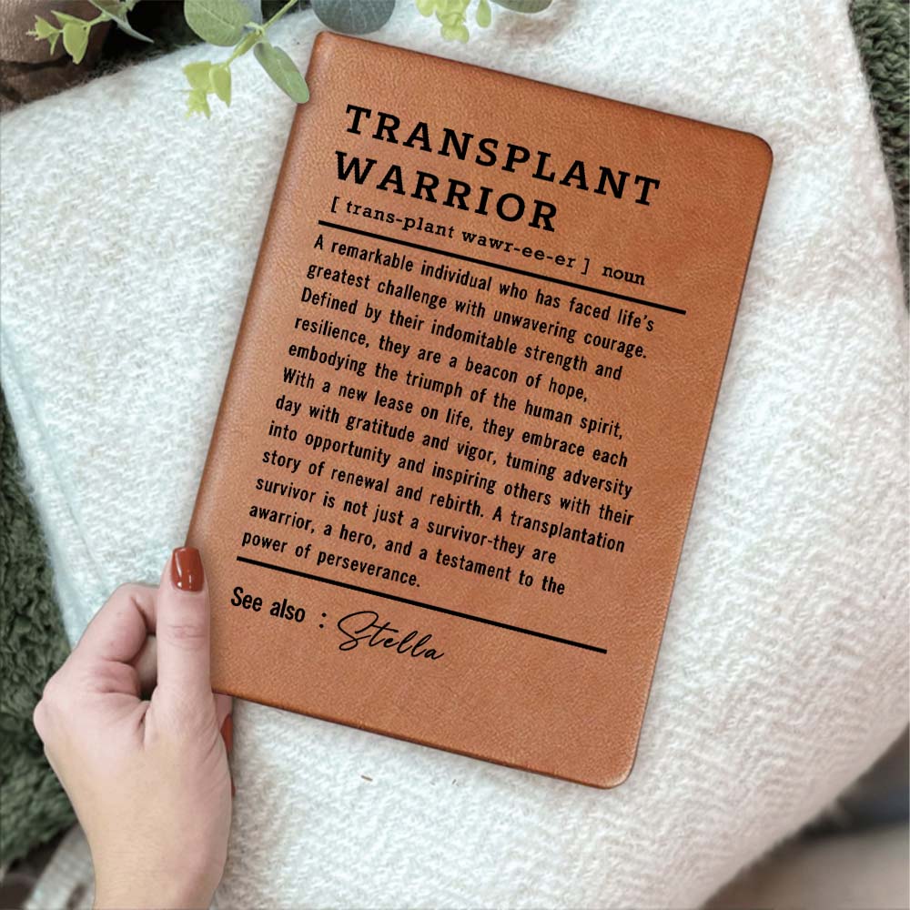 Personalised Transplant Warrior A5 Leather Journal Notebook with Name and 100 Pages Paper ...