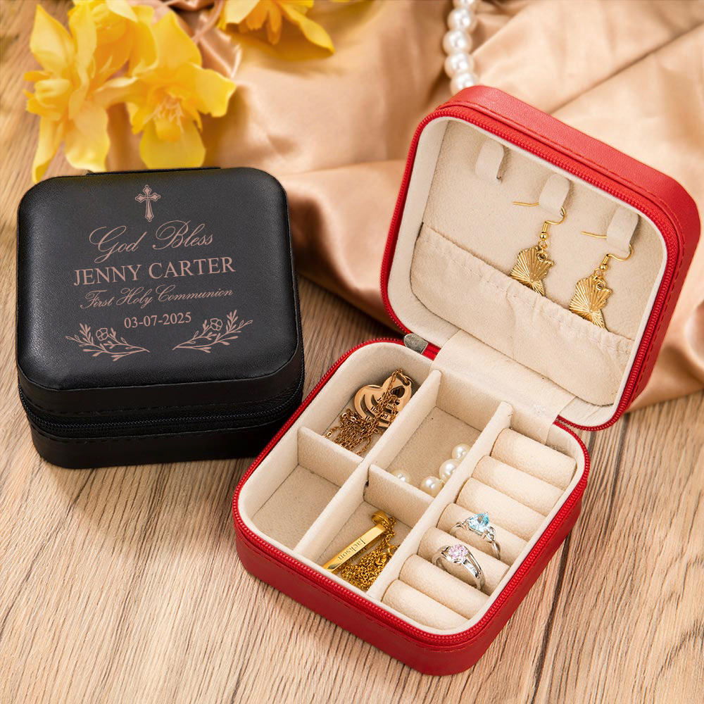 Personalized First Holy Communion Leather Jewelry Box with Name and ...