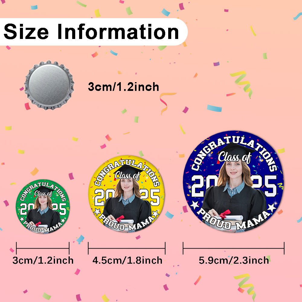 Personalized Class Of 2025 Photo Pin Button Badge with Year and Text ...