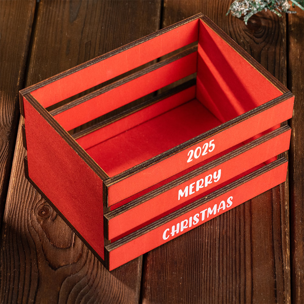Personalized Christmas Red Green Color Wooden Candy Crate Storage Box ...