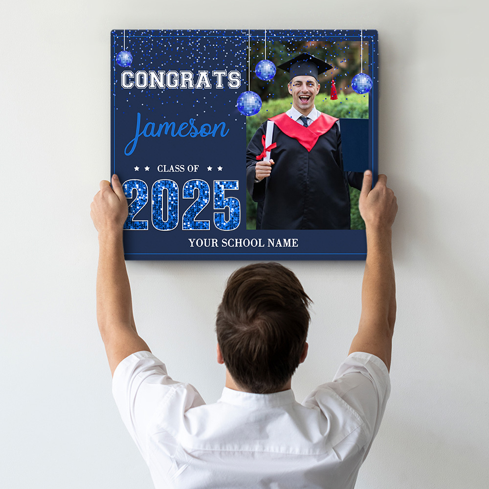 Personalized Sequin Disco Style Graduation Photo Canvas Frameless ...