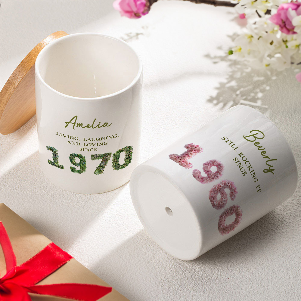 Personalized 3D Birth Year Roses Feathers Succulents Ceramic Planter ...