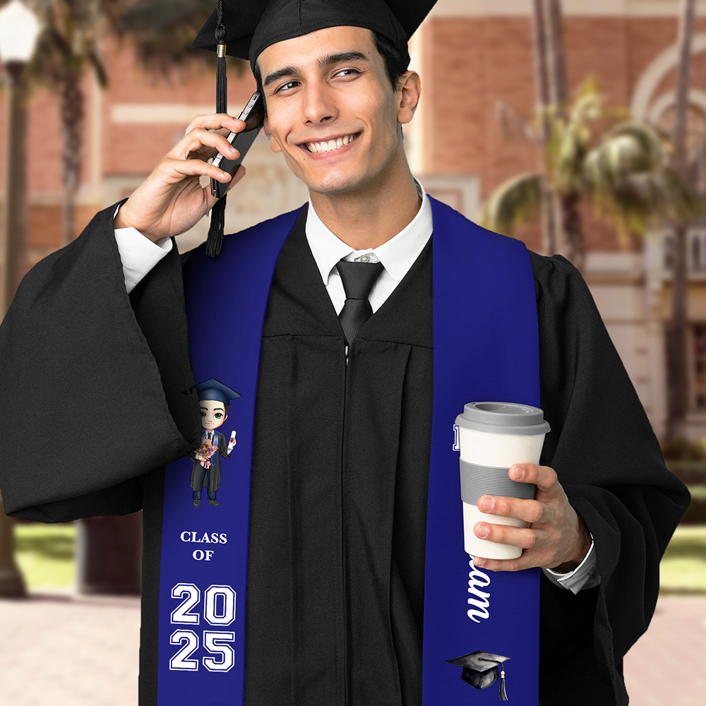 Personalized Grad Cap Cartoon Character Graduation Sash with Name and ...