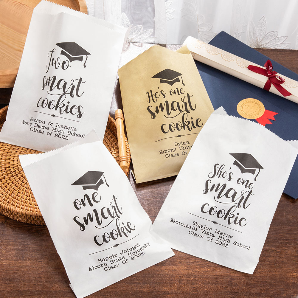 Personalized Grad Cap Smart Cookie Food-Grade Paper Treat Bags with ...