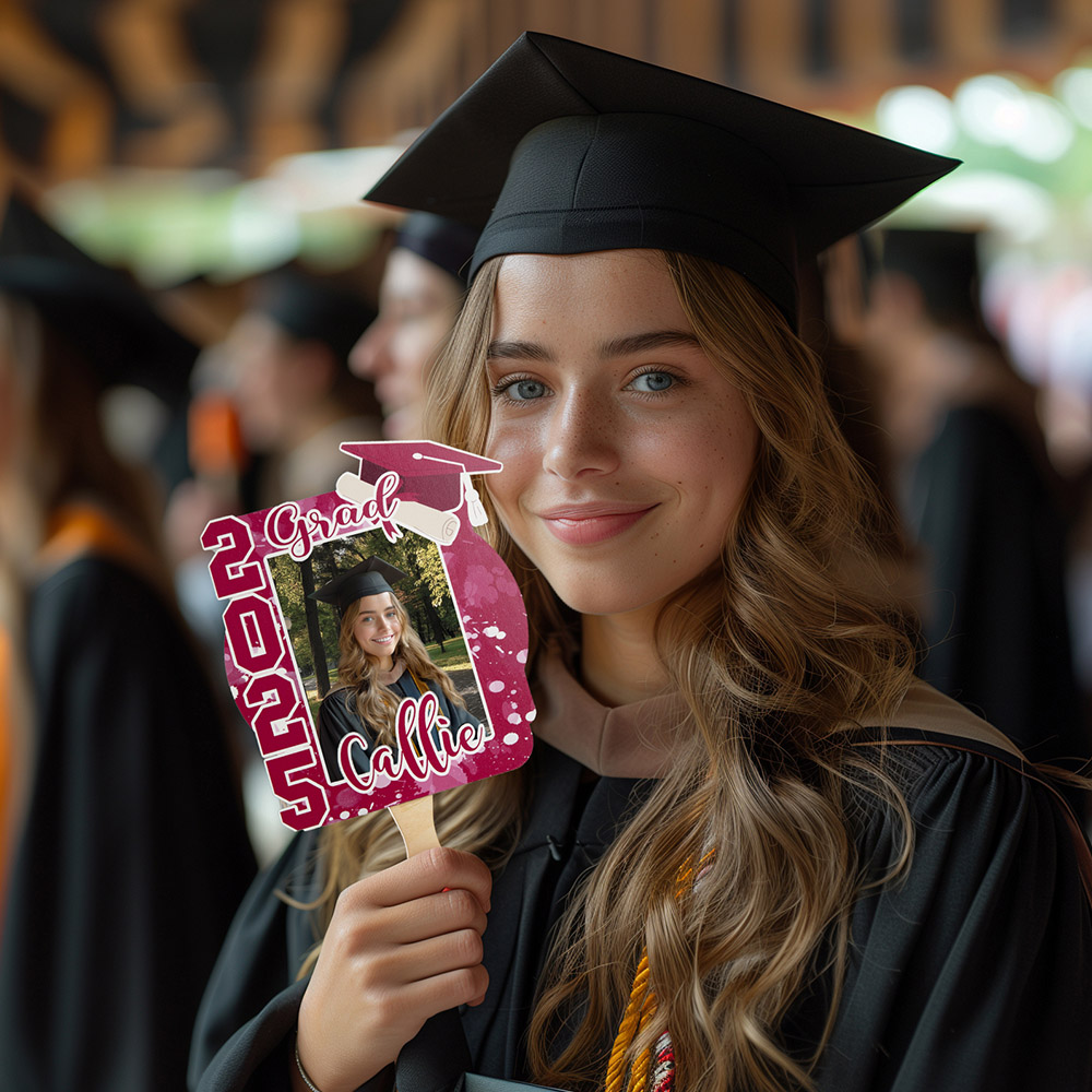 Personalized Multicolor 2025 Grad Graduation Photo Fan with Name Photo ...