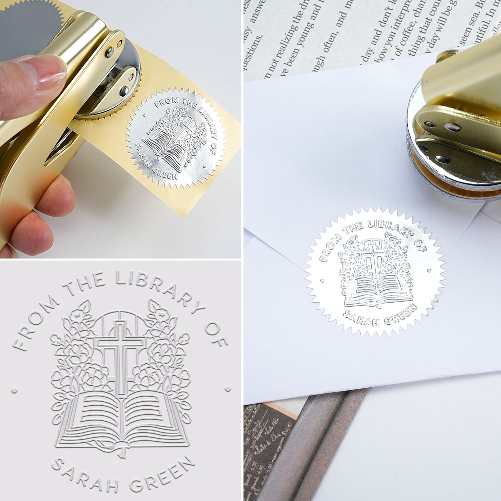 Personalised From The Library of Tree of Life Embosser Stamp Hand Held ...