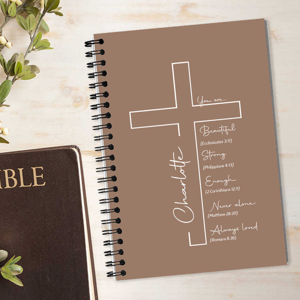 Personalized Cross Bible Verse A5 Spiral Notebook with Name and 120 ...