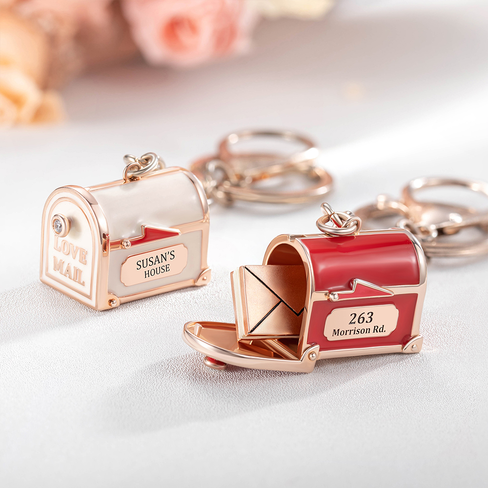 Personalized Openable Love Mail Mailbox Design Bag Charm Keychain with ...