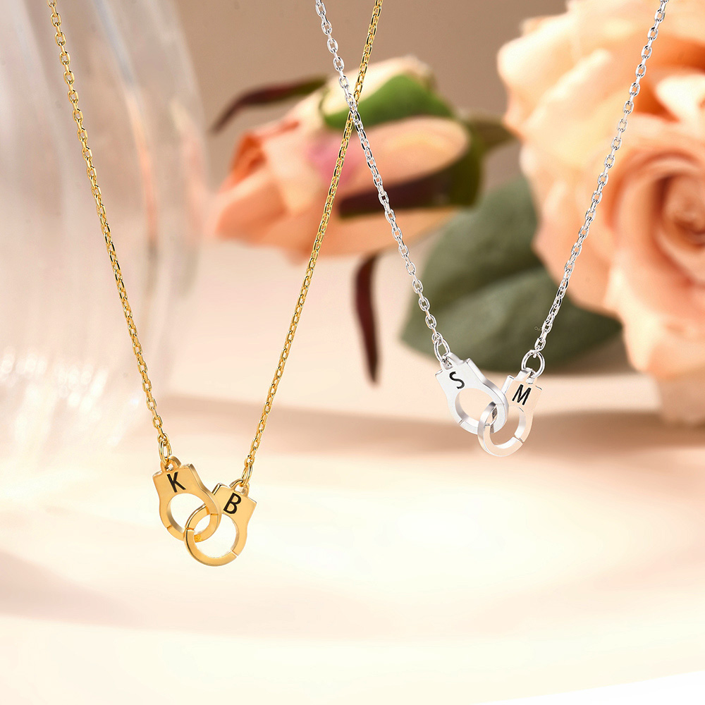Personalized Police Handcuff Interlocking Infinity Necklace with Double ...