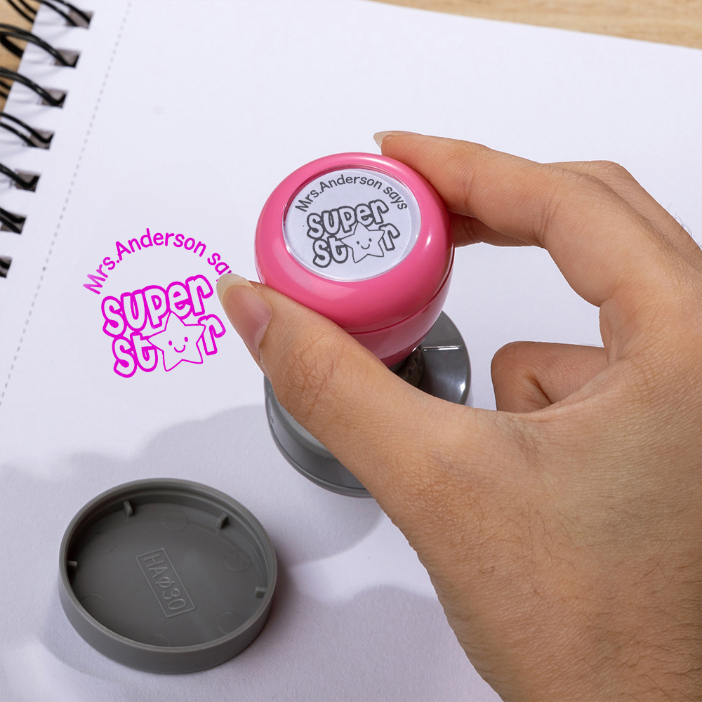 Personalised Portable Unique Design Colourful Self-Inking Teacher Stamp ...