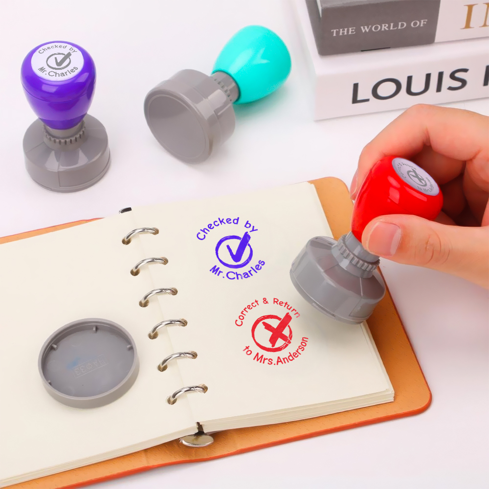 Personalised Portable Unique Design Colourful Self-Inking Teacher Stamp ...