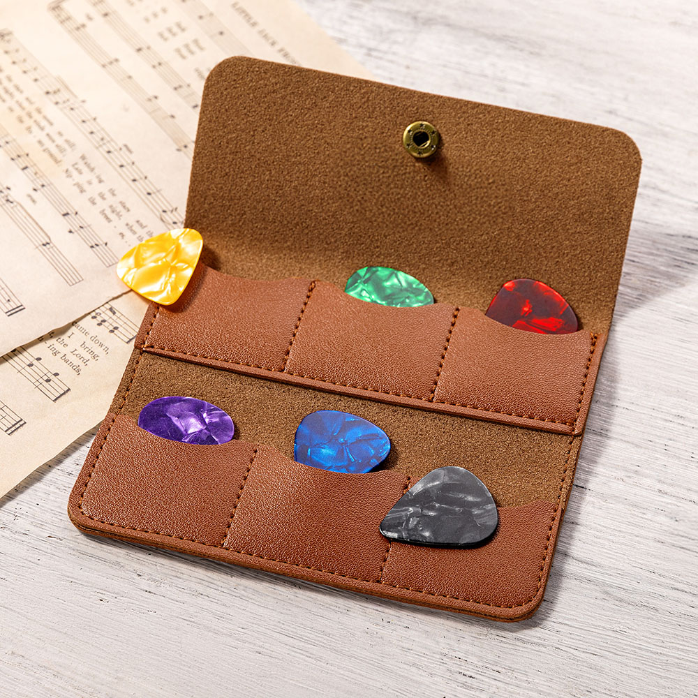 Personalized Concealed Button PU Leather Guitar Pick Holder with Name ...