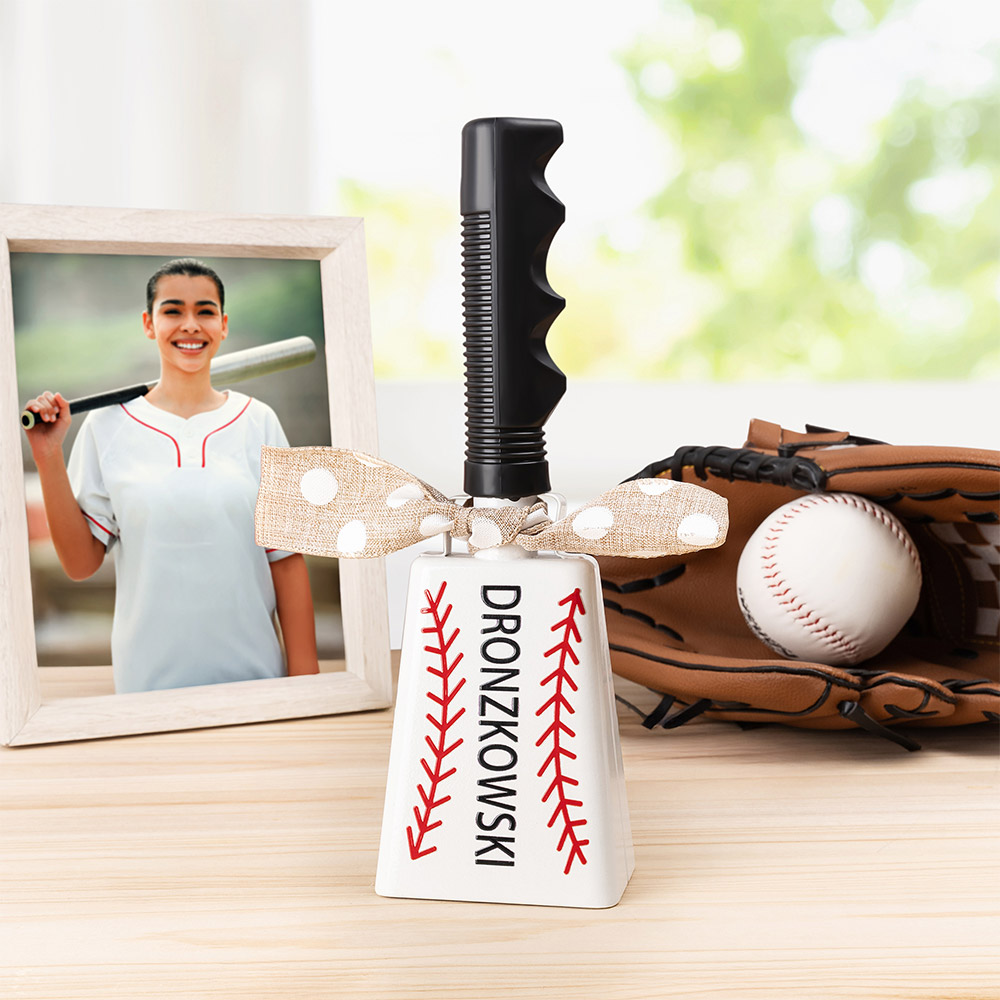 Personalized Loud Bow Baseball Shape Sports Cowbell Noise Maker with ...