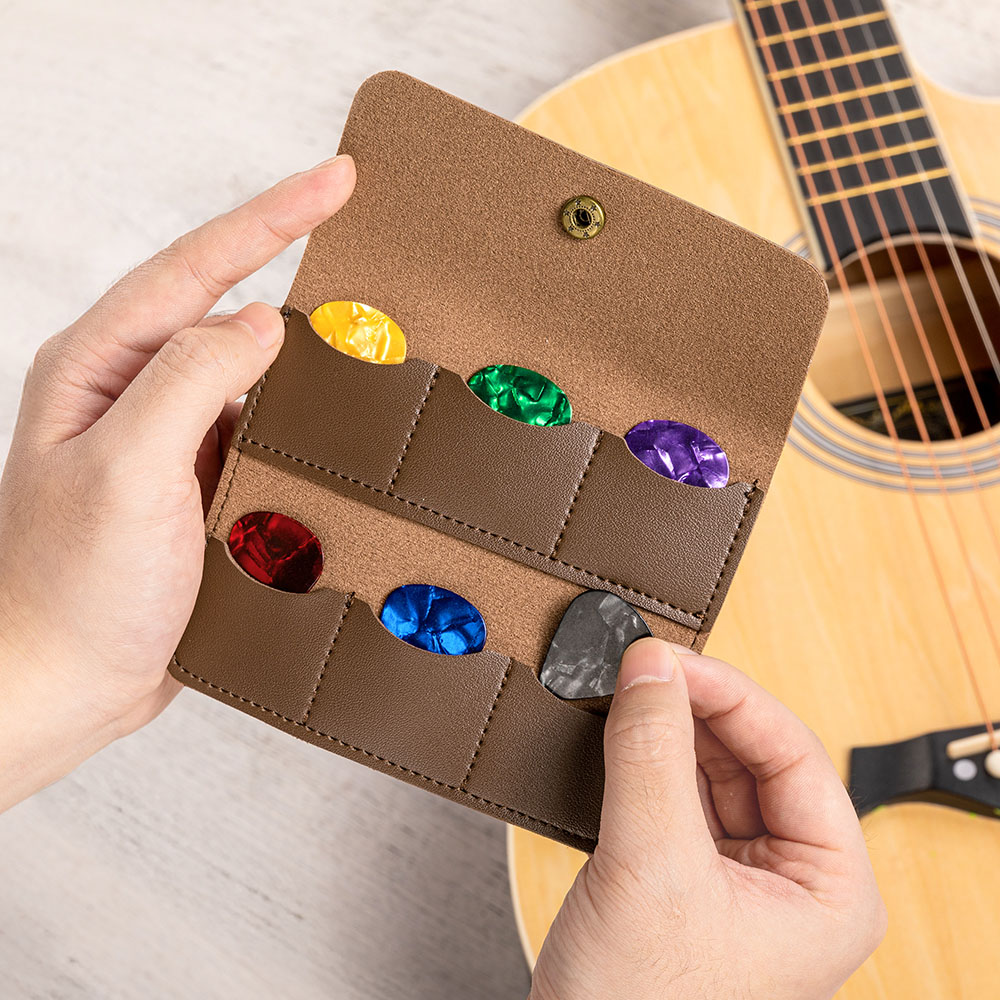 Personalized Concealed Button PU Leather Guitar Pick Holder with Name ...