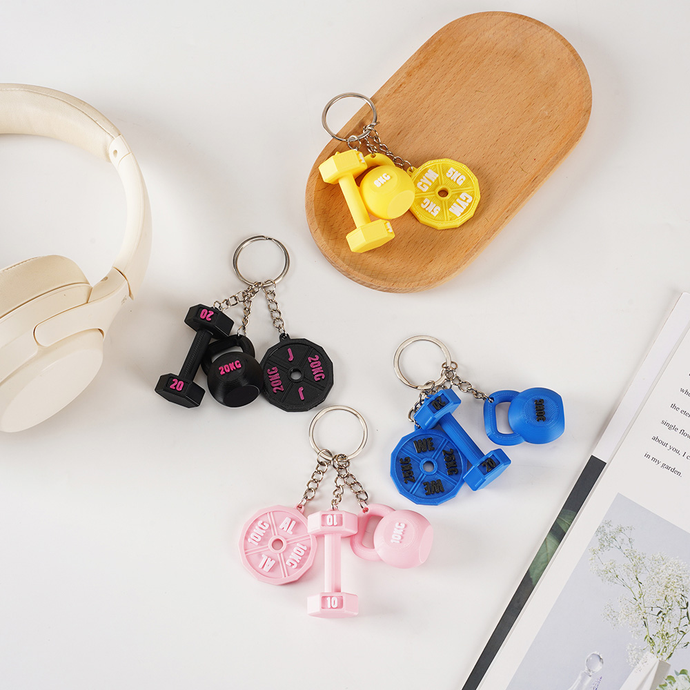 Personalized 3D Printed Dumbbell Kettlebell Weight Plate Mix Bag Charm ...