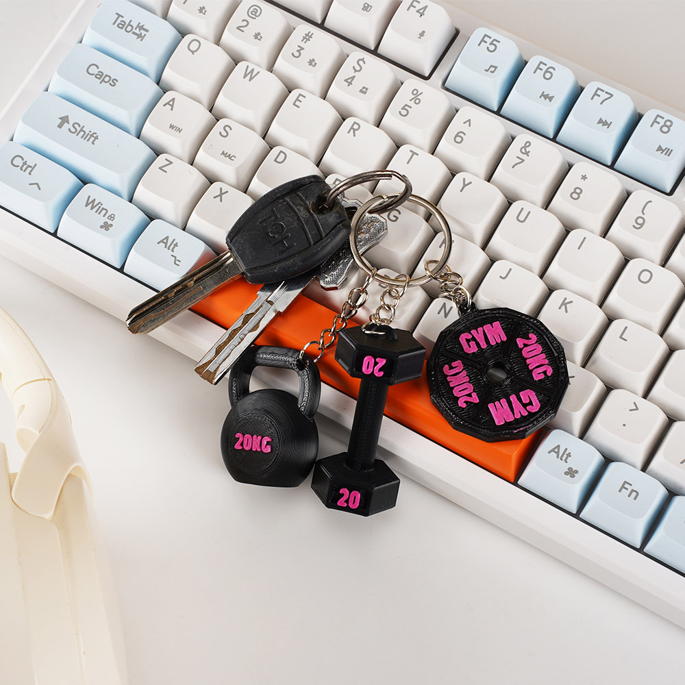 Personalized 3D Printed Dumbbell Kettlebell Weight Plate Mix Bag Charm ...