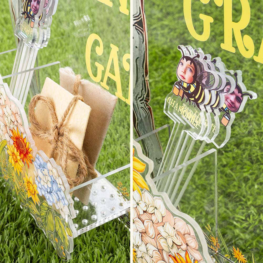Personalized 1-8 Bee Avatar Grandma's Garden Acrylic Sign with Plant ...