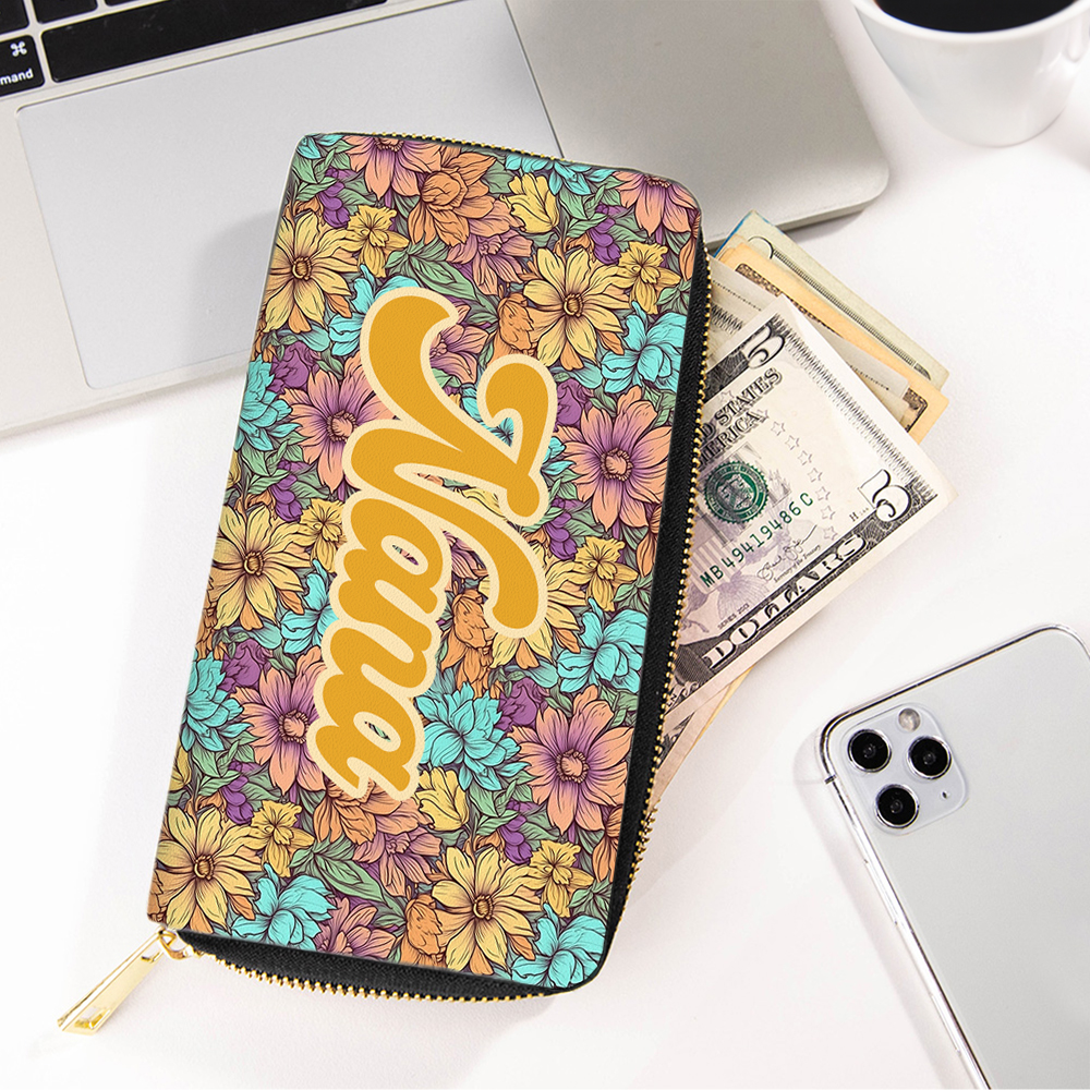 Personalized Bohemian Vintage Floral Name Purse Clutch Wallet Birthday ...