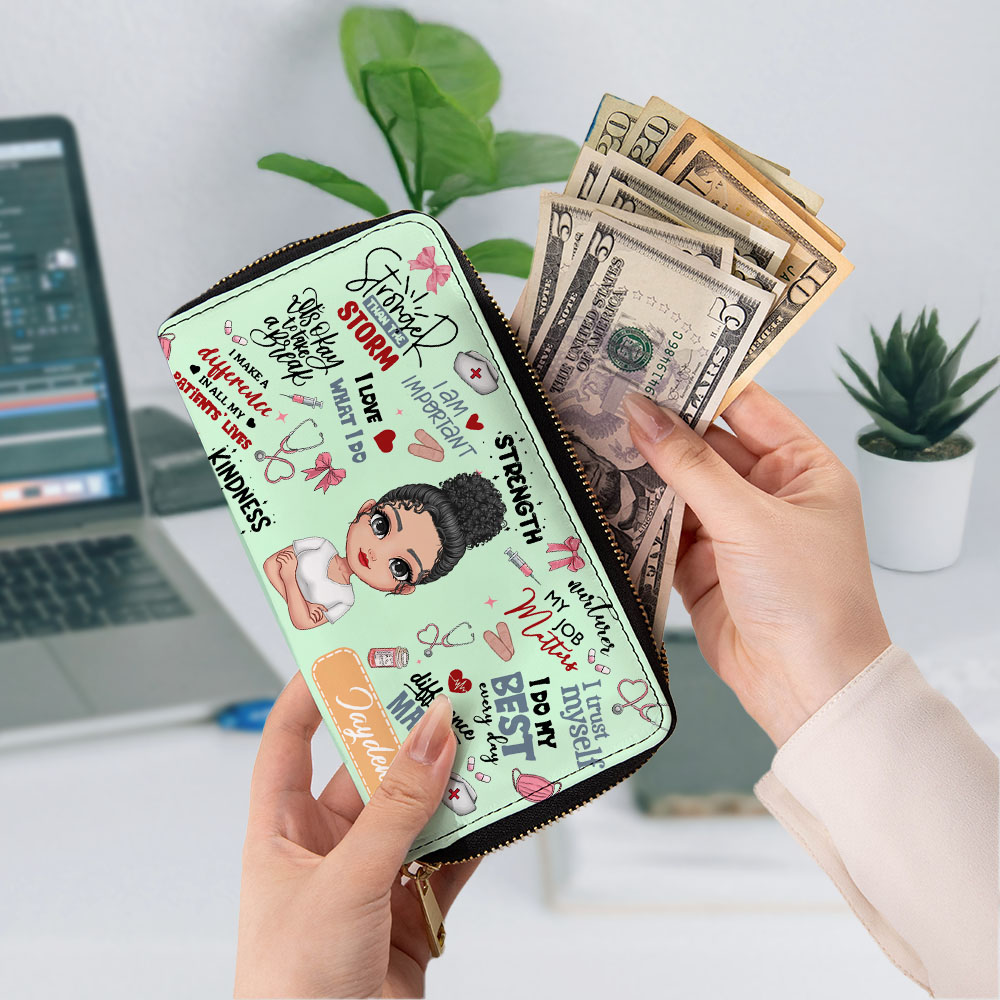 Personalized Cartoon Medical Element Leather Name Handheld Wallet with ...