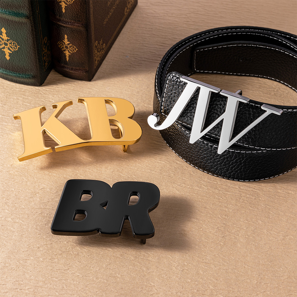 Personalized Monogram Initials Belt Buckle Set Minimalism Accessories ...