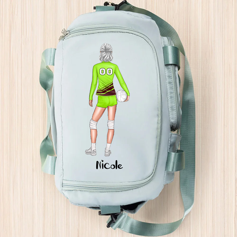 Personalized Cartoon Volleyball Girl Multi-compartment Large Duffle Bag ...