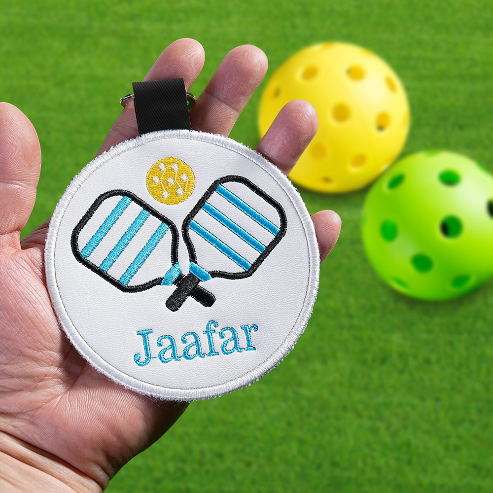 Personalized Multicolor Embroidery Pickleball Tag Keychain with Name ...