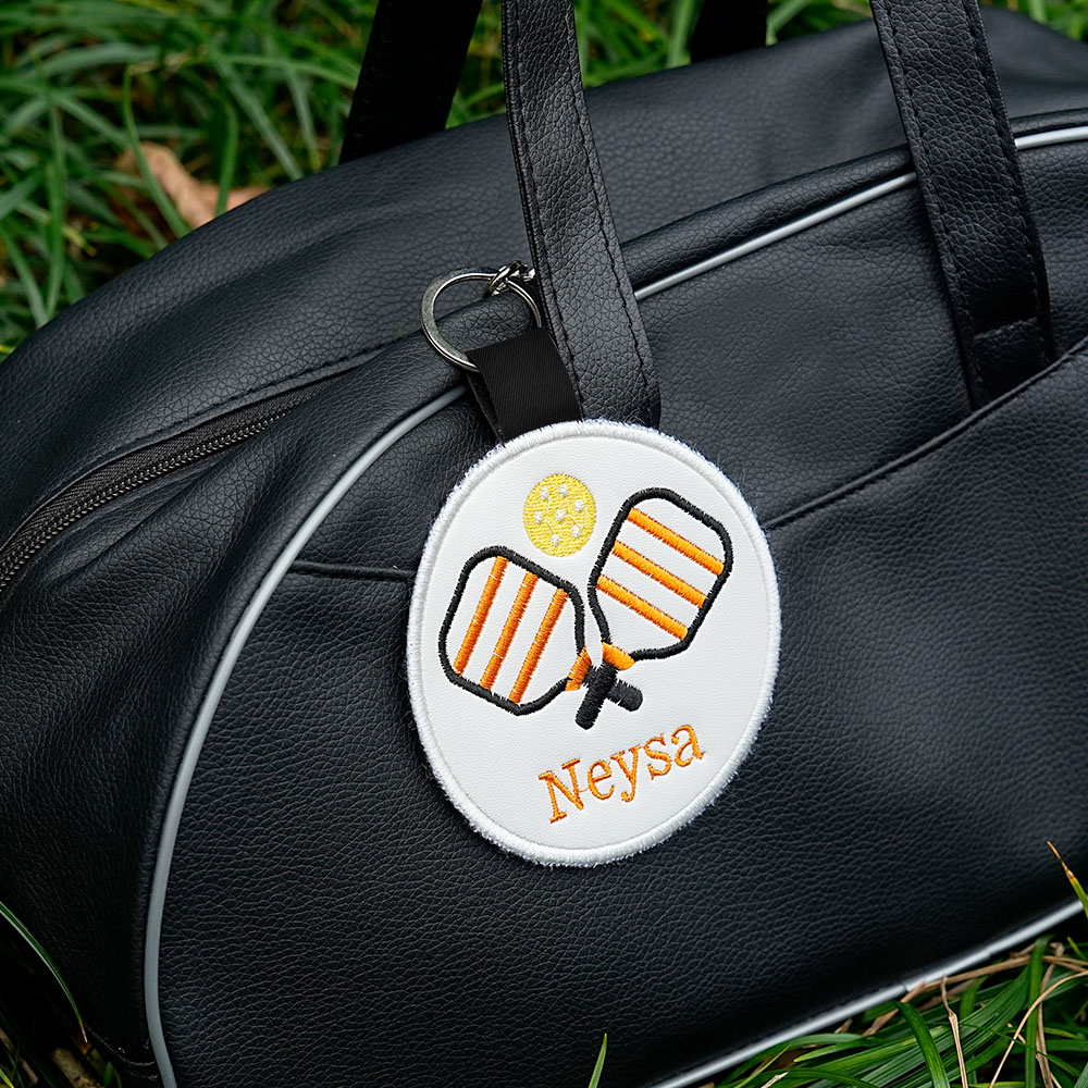 Personalized Multicolor Embroidery Pickleball Tag Keychain with Name ...
