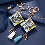 Personalized Colorful Leather Graduation Cap Keychain with Initial and ...