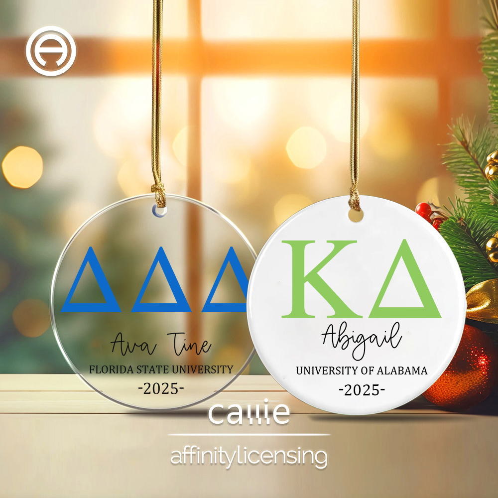 Personalized Greek Letters Sorority Christmas Ornament with Text Tree ...