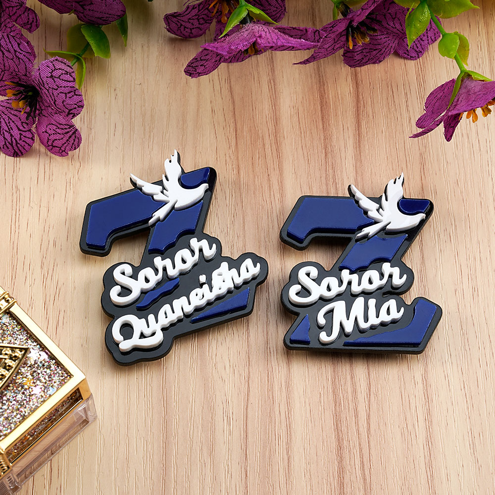 Personalized Greek Letter Zeta Dove Sorority Magnetic Name Badge Social ...