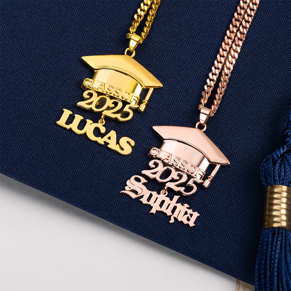 Personalized Class of 2025 Grad Cap Necklace with Name Pendant ...